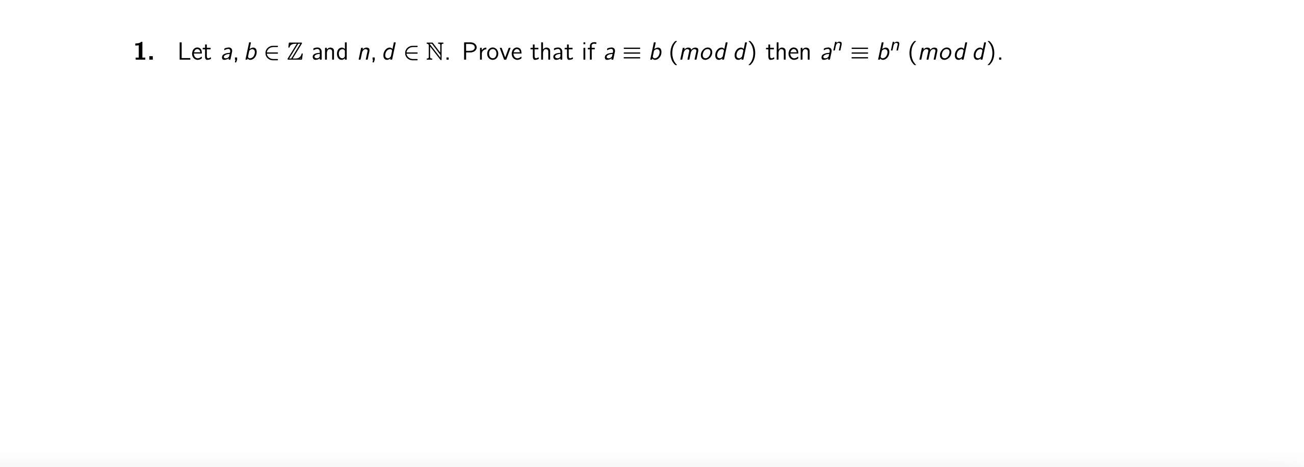 Solved Let a, b ∈ Z and n, d ∈ N. Prove that if a ≡ b(mod d) | Chegg.com
