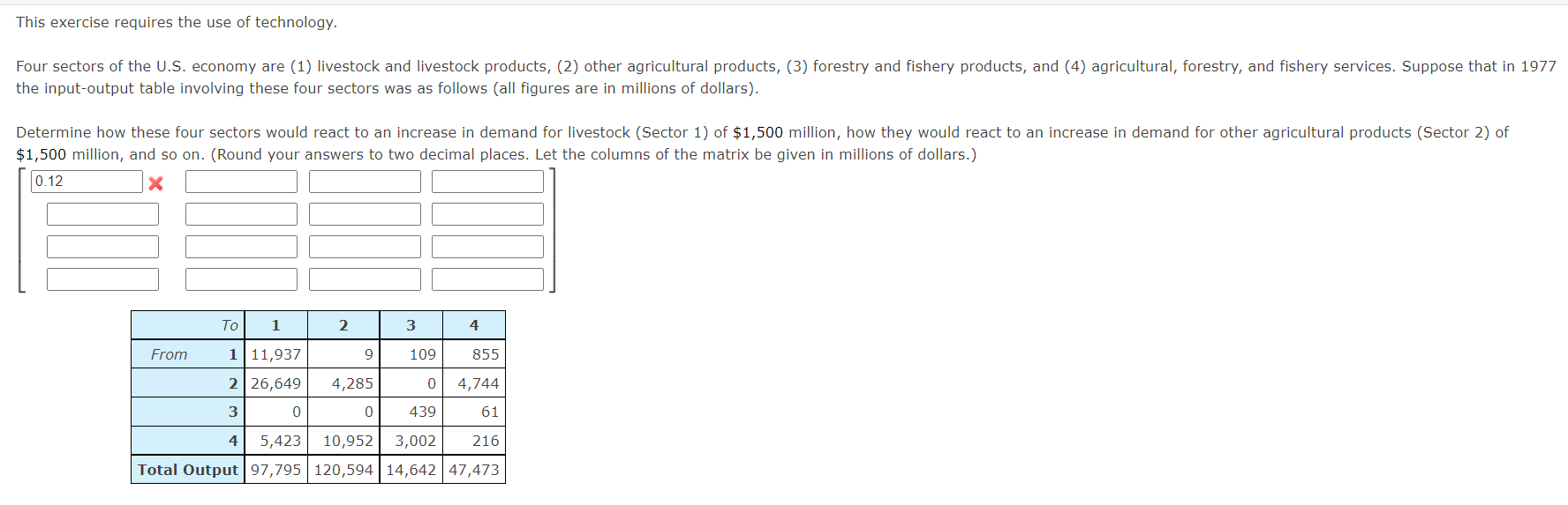 Solved This exercise requires the use of technology. Four | Chegg.com