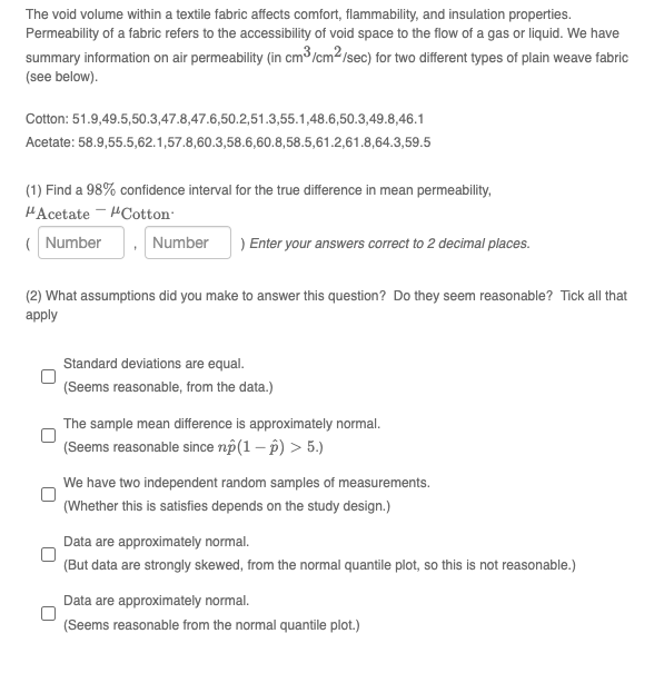 Solved The void volume within a textile fabric affects | Chegg.com