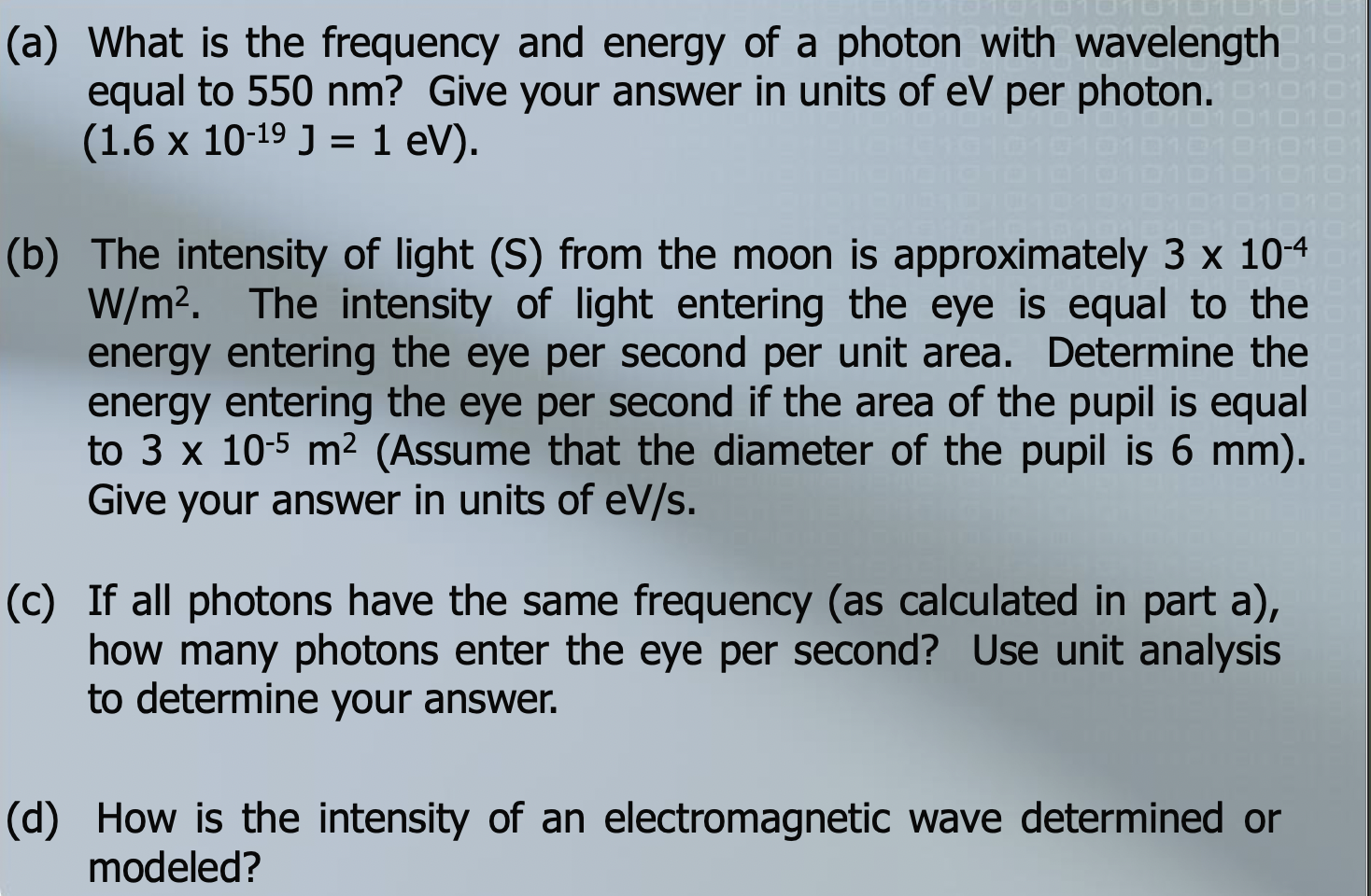 Solved (a) What is the frequency and energy of a photon with | Chegg.com