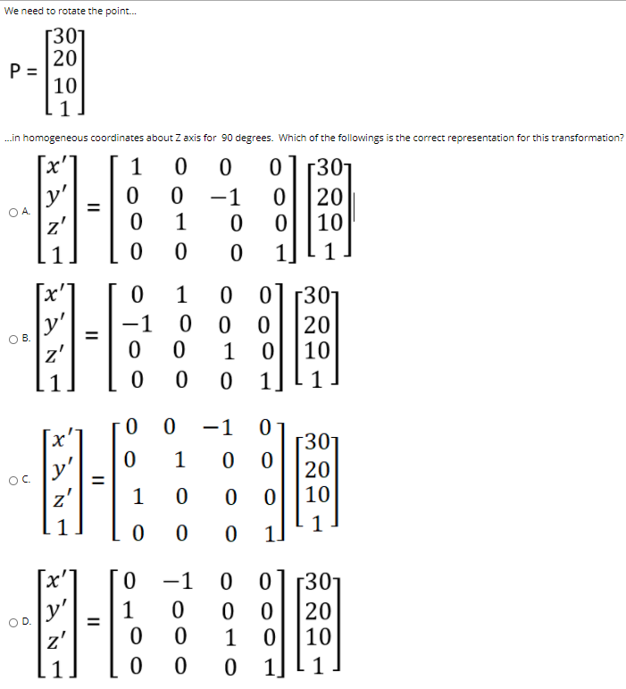 Solved Which of the following is the three dimensional | Chegg.com