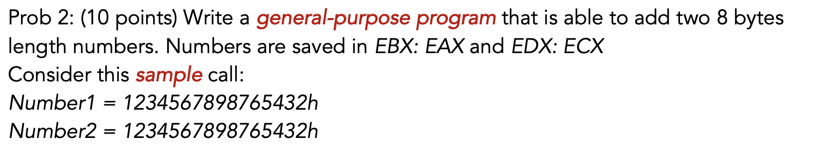 Solved Prob 2: (10 points) Write a general-purpose program | Chegg.com