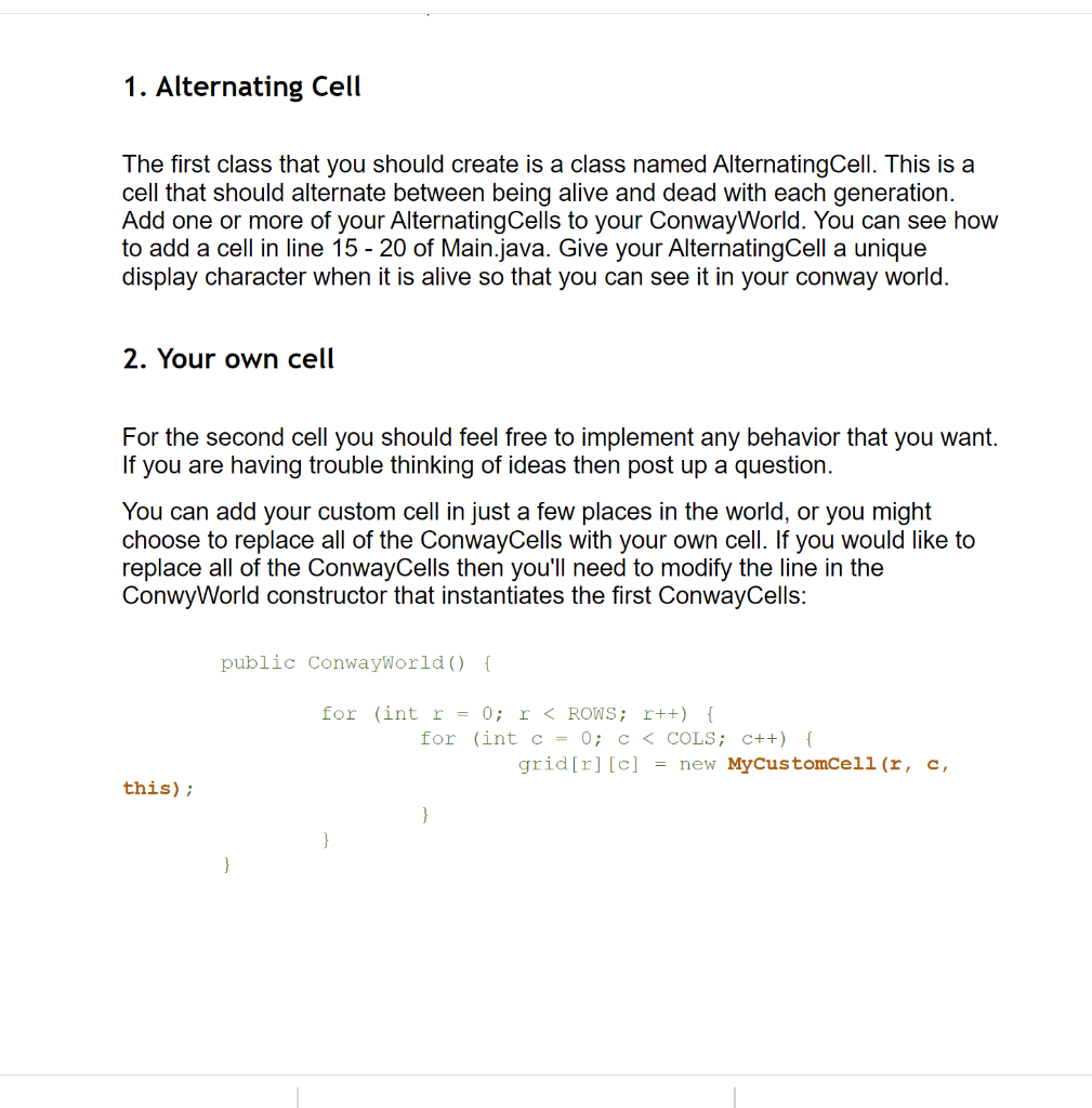 Solved Project 15: Conway World Conway's game of life is a | Chegg.com