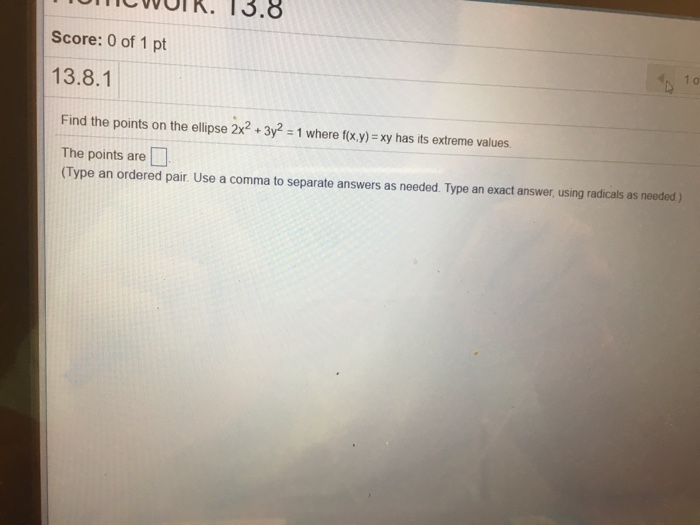 Solved Find the points on the ellipse 2x^2 + 3y^2 = 1 where | Chegg.com