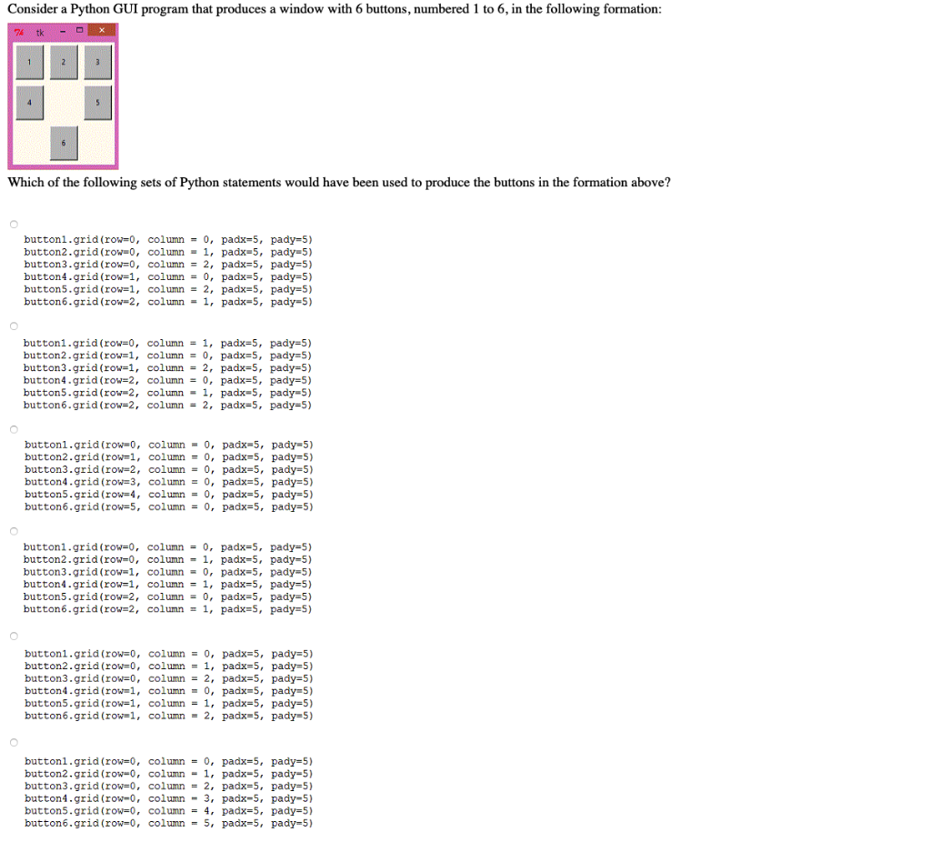 Solved Consider a Python GUI program that produces a window | Chegg.com
