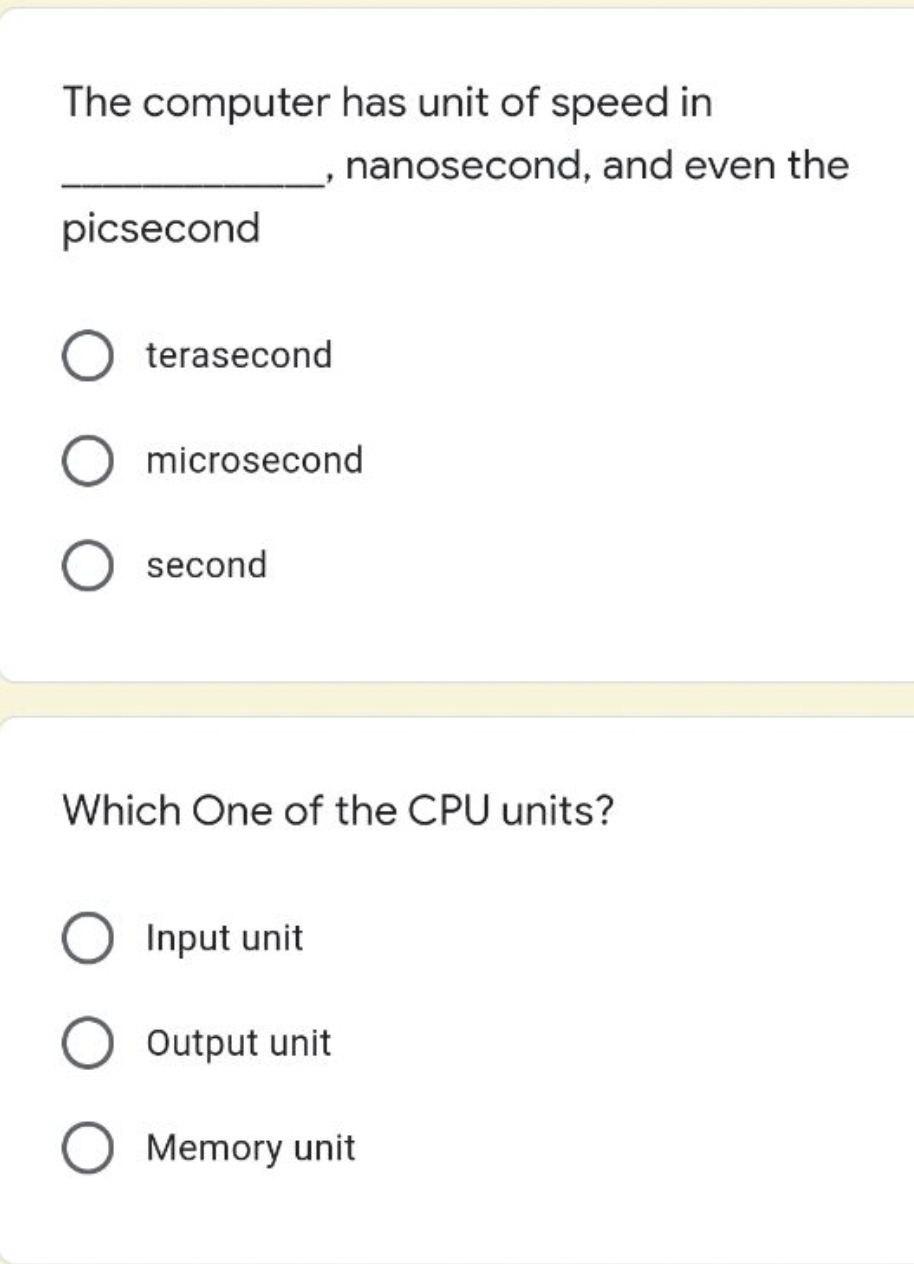 Solved The computer has unit of speed in nanosecond, and | Chegg.com