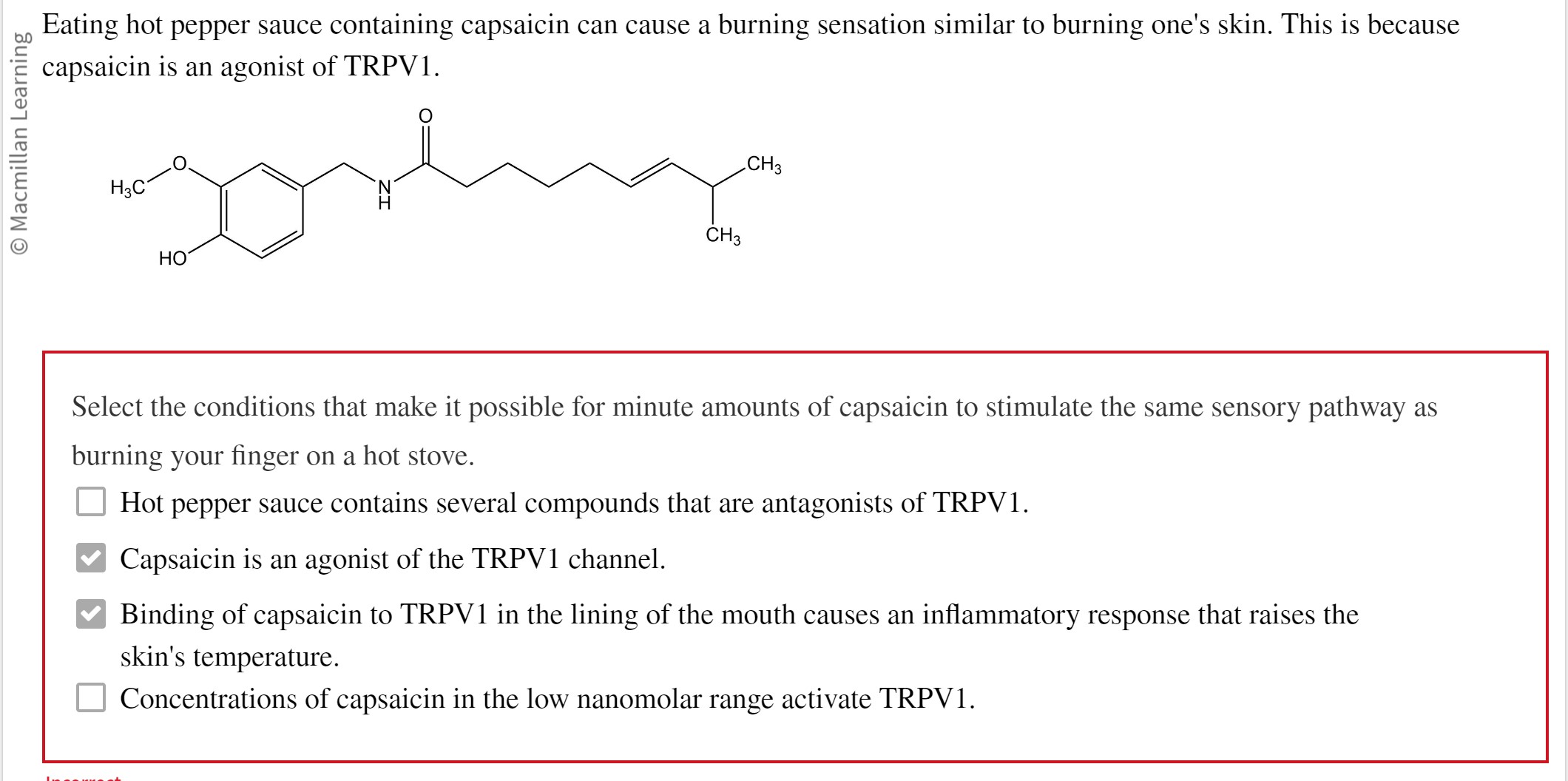 Solved Eating hot pepper sauce containing capsaicin can | Chegg.com