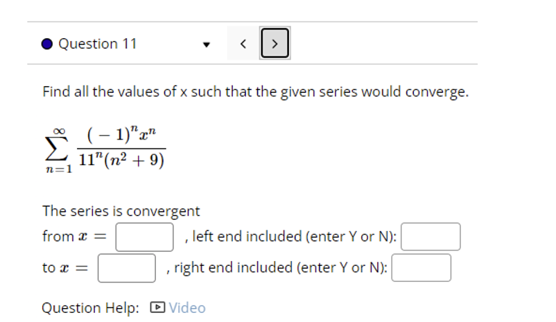 Solved Find all the values of x such that the given series | Chegg.com