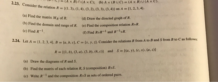 Solved Consider the relation R = ((1, 3), (1, 4), (3, 2), | Chegg.com