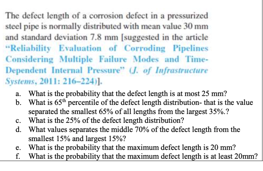 Solved The defect length of a corrosion defect in a | Chegg.com