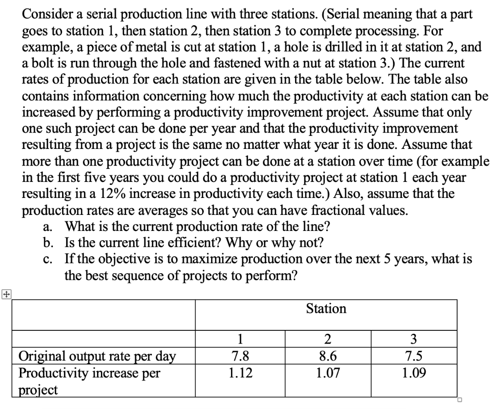 Solved Consider a serial production line with three | Chegg.com
