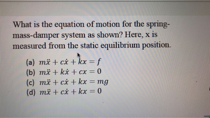 Solved What is the equation of motion for the spring- | Chegg.com