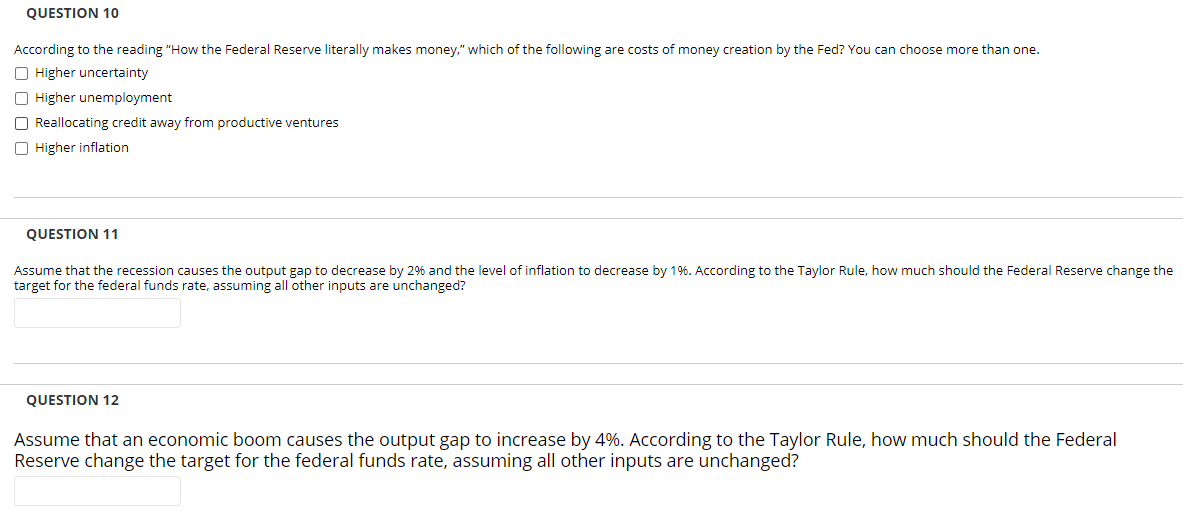 Solved QUESTION 10 According to the reading "How the Federal | Chegg.com