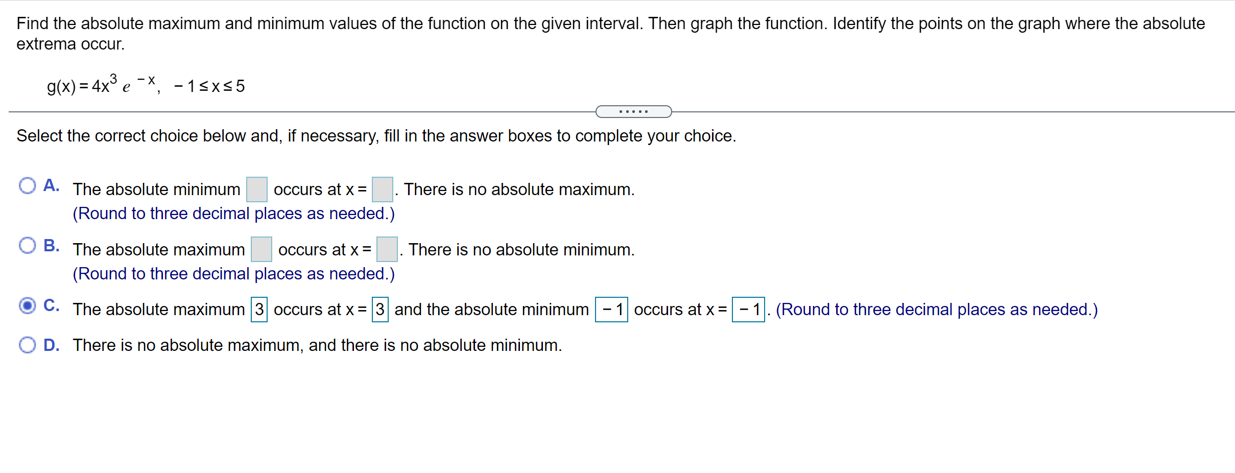 Solved Find the absolute maximum and minimum values of the | Chegg.com