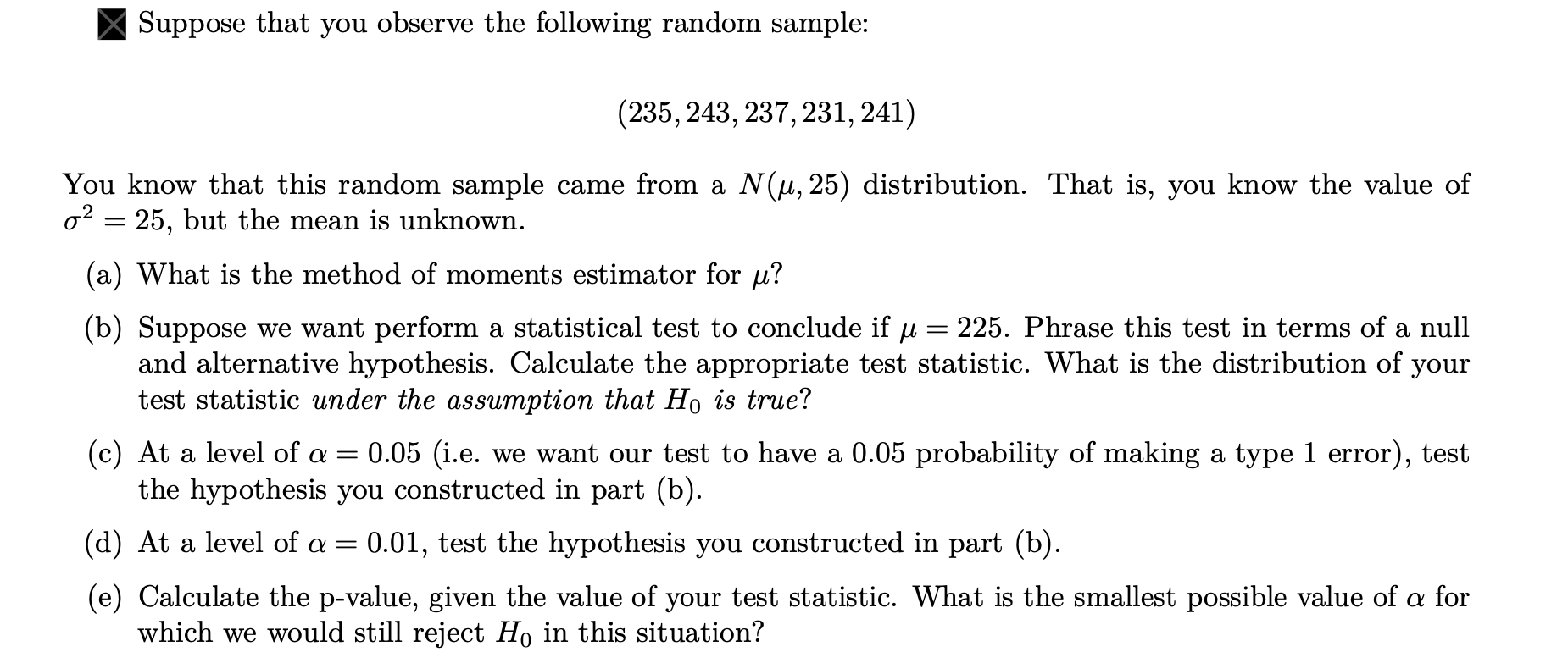 Solved Х Suppose that you observe the following random | Chegg.com