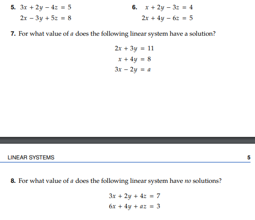 Solved Determine whether the given linear system has no | Chegg.com