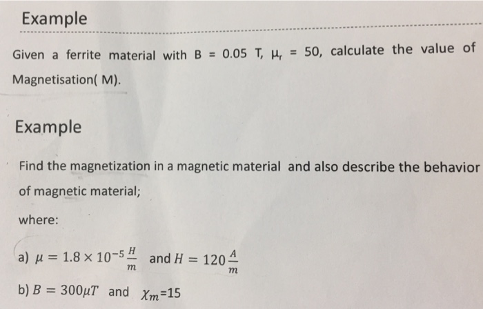 Solved Example = 50, calculate the value of Given a ferrite | Chegg.com