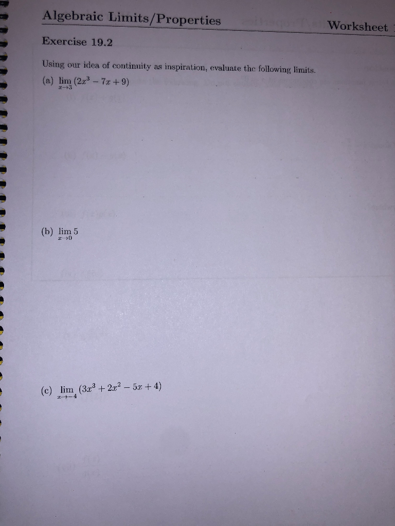 Solved Algebraic Limits/Properties Exercise 19.2 Using our | Chegg.com