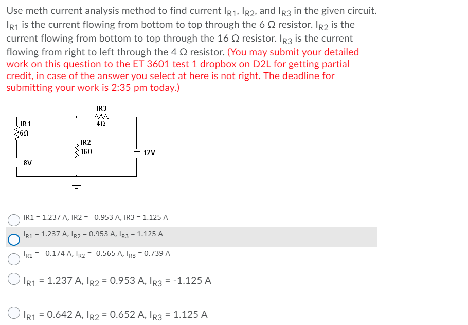 Solved Use meth current analysis method to find current IR1, | Chegg.com
