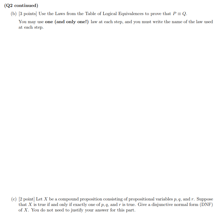 Solved Q2 continued) (b) [3 points] Use the Laws from the | Chegg.com