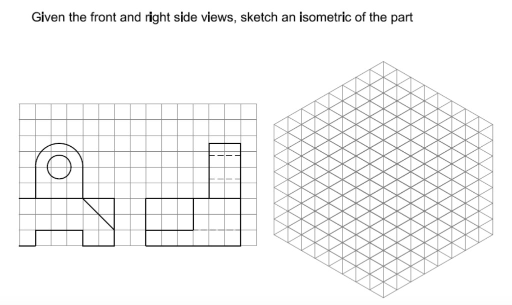 Solved Given the front and right side views, sketch an | Chegg.com