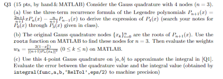 Solved 23 (15 pts, by hand \& MATLAB) Consider the Gauss | Chegg.com