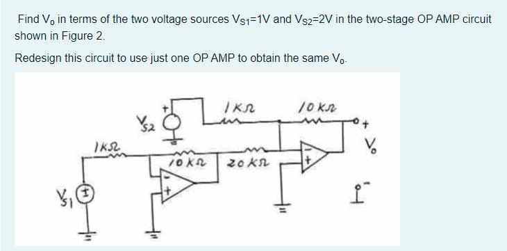 Solved Find V, in terms of the two voltage sources Vs1=1V | Chegg.com