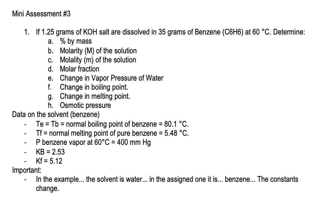 Solved 1. If 1.25 grams of KOH salt are dissolved in 35 | Chegg.com