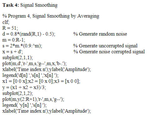 Solved Task 4: Signal Smoothing % Program 4, Signal | Chegg.com