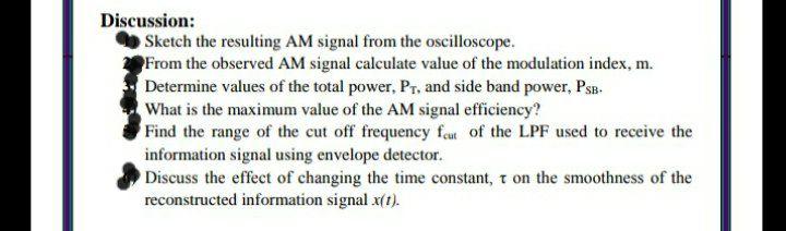 Solved Discussion: Sketch the resulting AM signal from the | Chegg.com