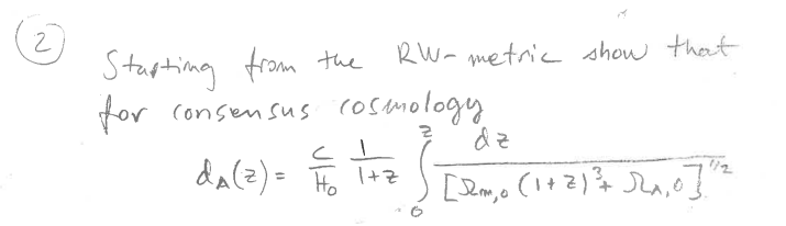 2 Starting from the RW-metric show that for consensus | Chegg.com