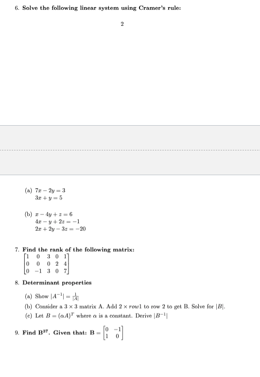 Solved 6. Solve the following linear system using Cramer's | Chegg.com