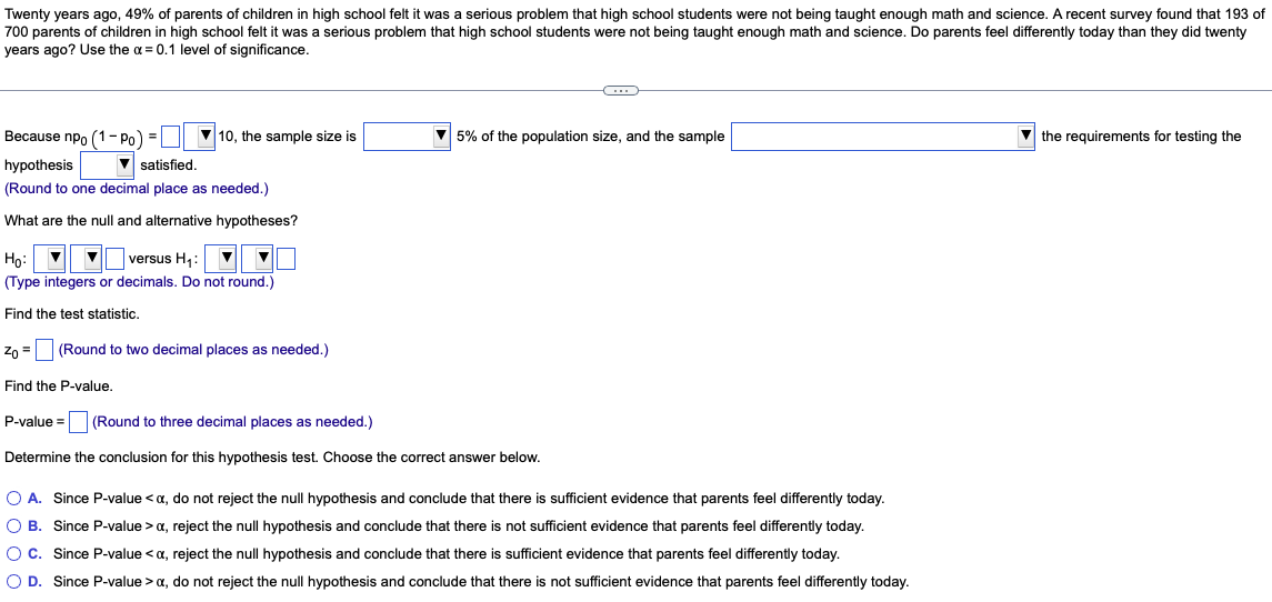Solved Drop down box options are First part; (equal to, | Chegg.com