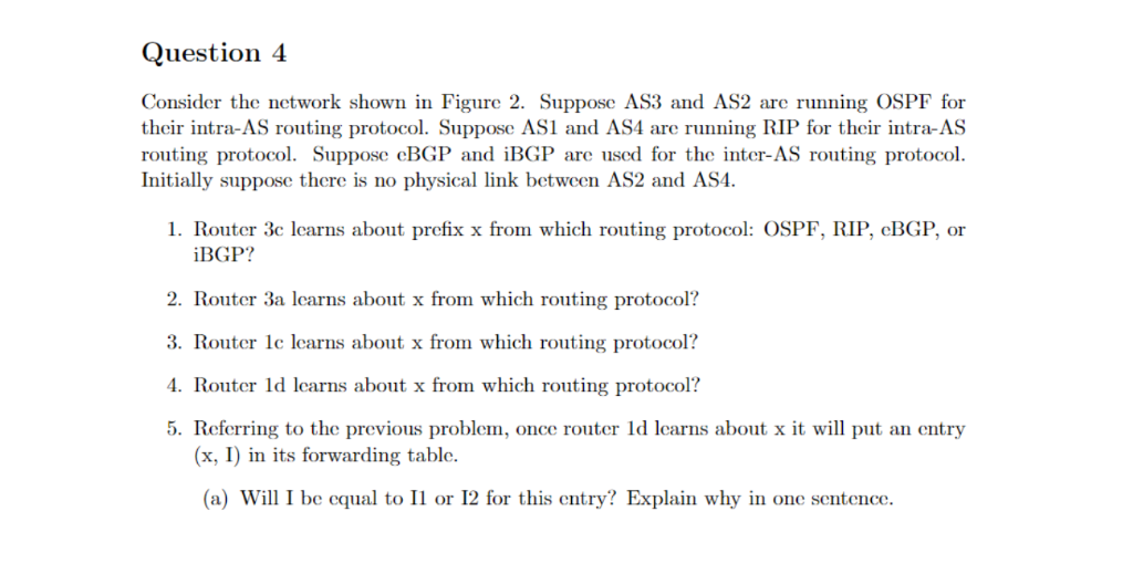 Solved uestion 4 Consider the network shown in Figure 2. | Chegg.com