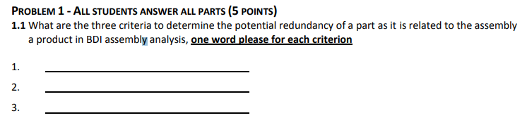 Solved Problem 1 - All StUdents ANSWER All parts (5 POINTS) | Chegg.com