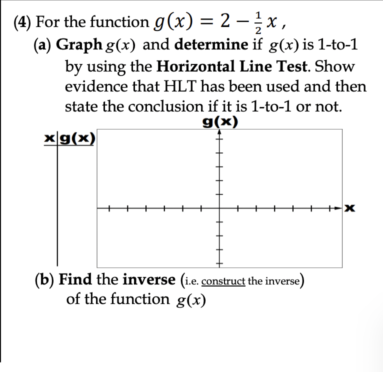 Solved (4) For the function g(x)=2−21x, (a) Graph g(x) and | Chegg.com