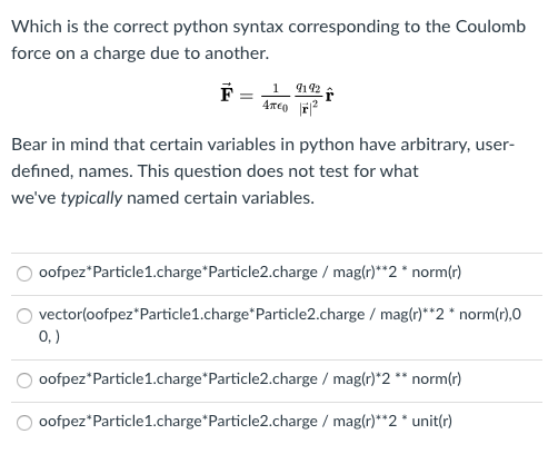 Solved Which is the correct python syntax corresponding to | Chegg.com