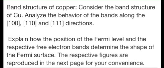 Solved Band structure of copper: Consider the band structure | Chegg.com