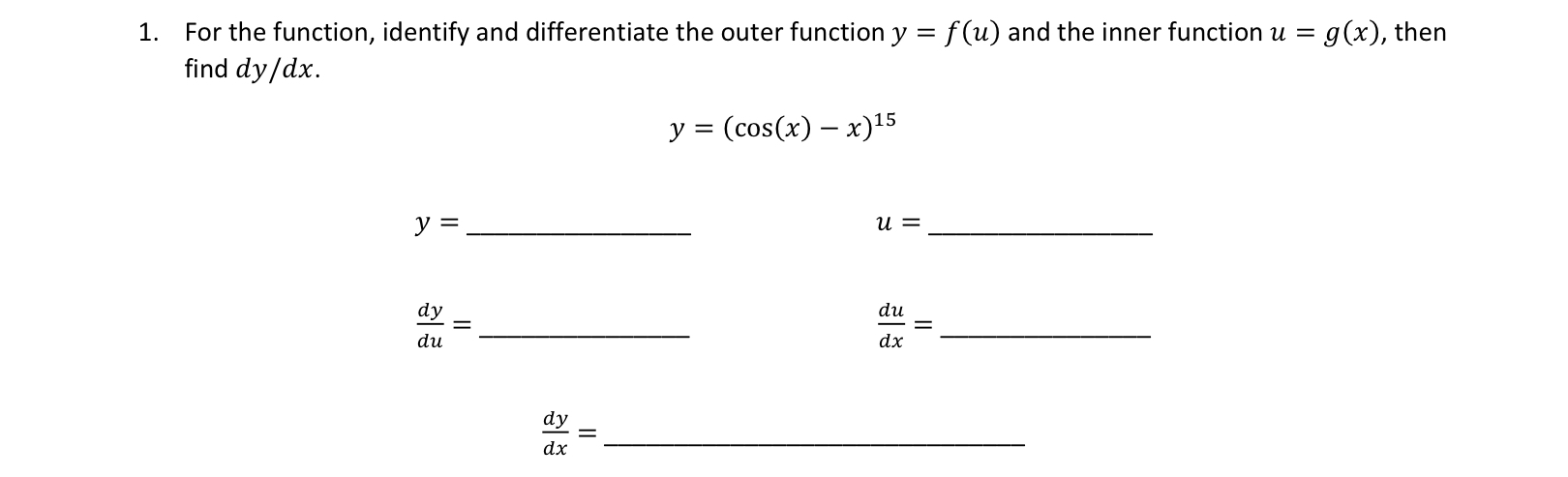 Solved For the function, identify and differentiate the | Chegg.com