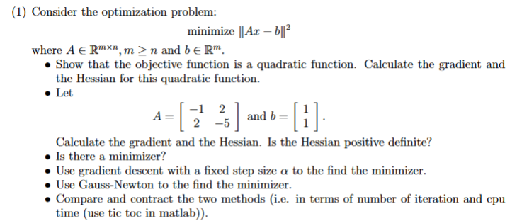 Solved (1) Consider the optimization problem: minimize IArb | Chegg.com