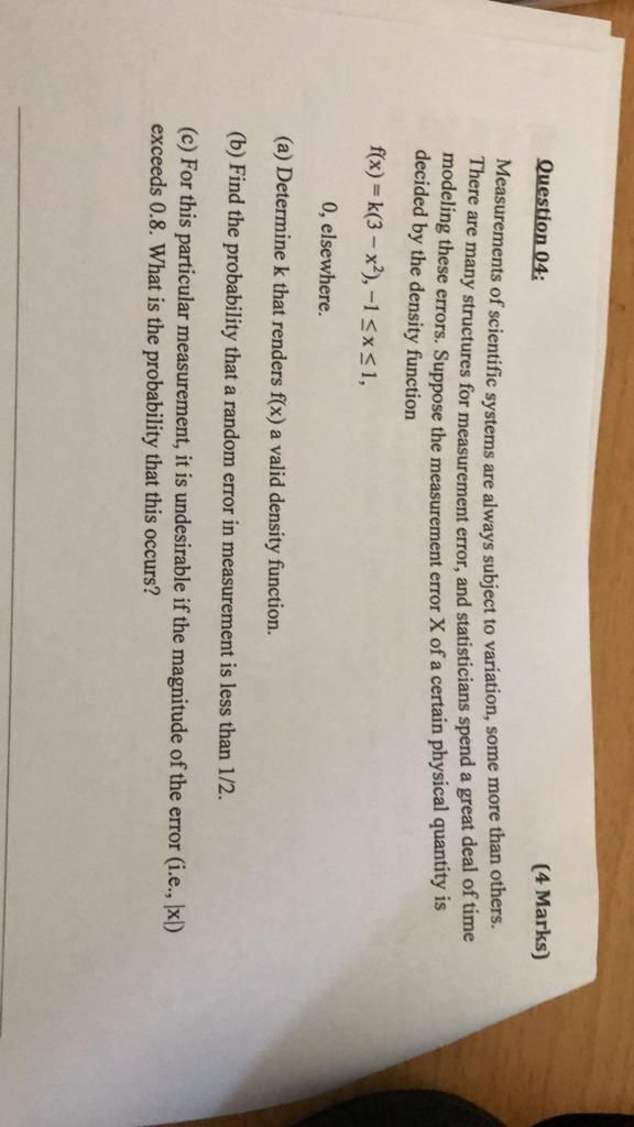 Solved Question 04: (4 Marks) Measurements of scientific | Chegg.com
