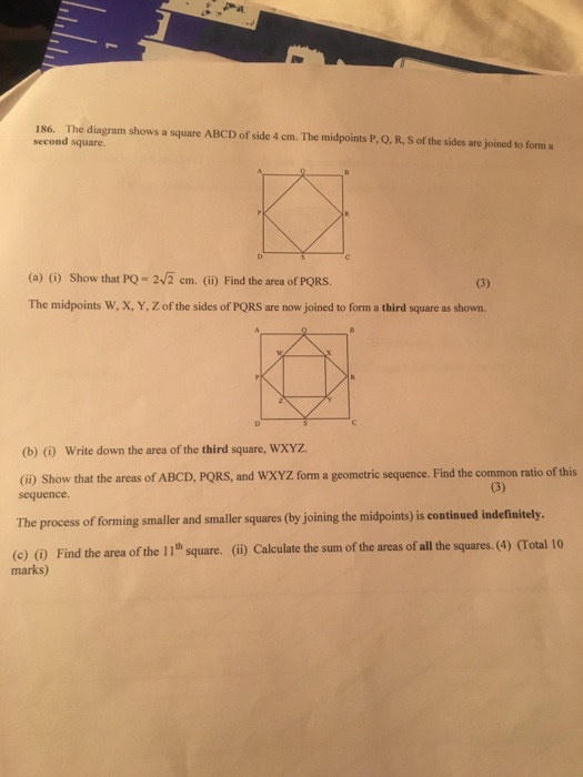 Solved The diagram shows a square ABCD of side 4 cm. The | Chegg.com