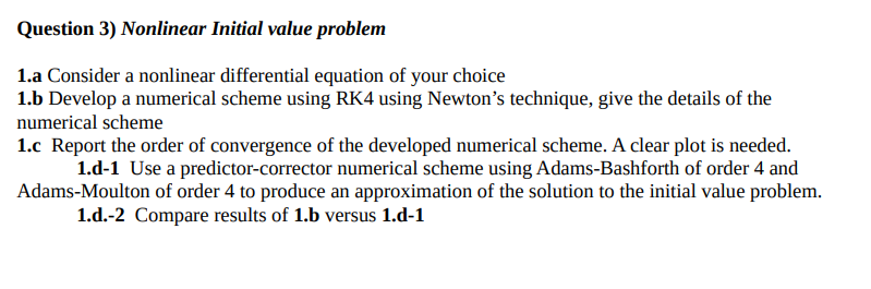 Question 3) Nonlinear Initial value problem 1.a | Chegg.com