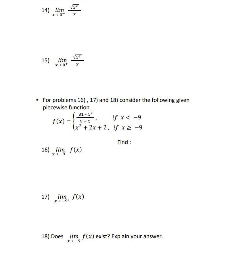Solved 5) lim x6 x2-36 X-6 6) lim h→0 (x+h)2 – x2 h (Hint: | Chegg.com