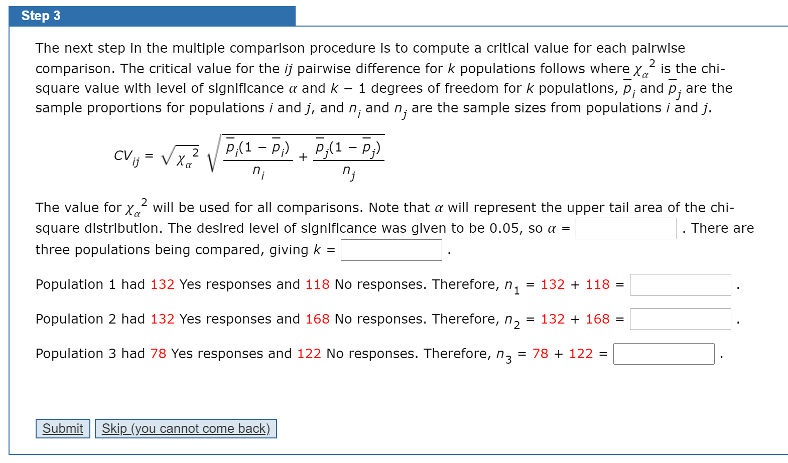 Solved Step 3 The next step in the multiple comparison | Chegg.com