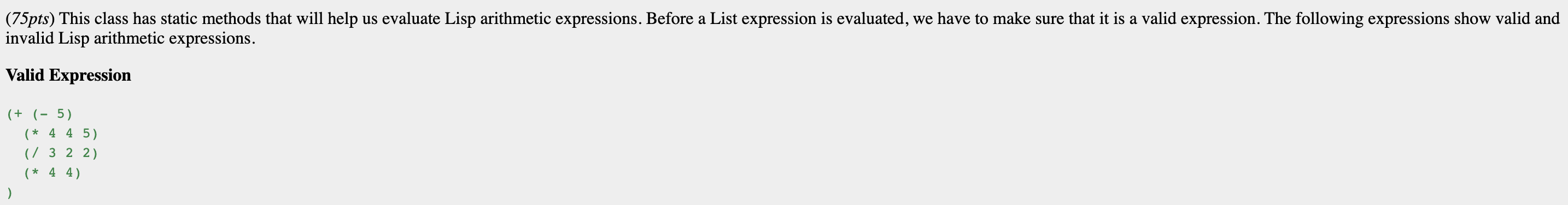 Solved (75pts) This class has static methods that will help | Chegg.com