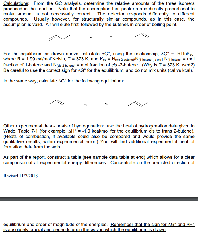 Solved Calculations: From the GC analysis, determine the | Chegg.com