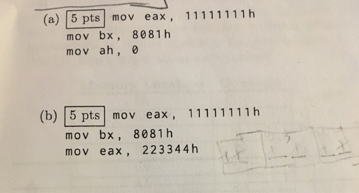 Solved Fill in the values of the bytes of the EAX register | Chegg.com