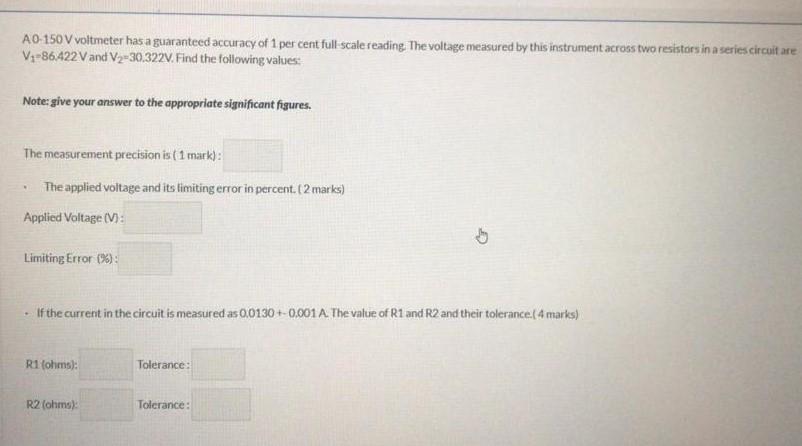 Solved A0-150 V voltmeter has a guaranteed accuracy of 1 | Chegg.com