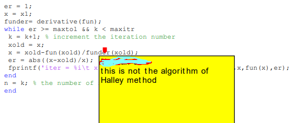 Solved Please help me fix this halleyroot funtion , in | Chegg.com